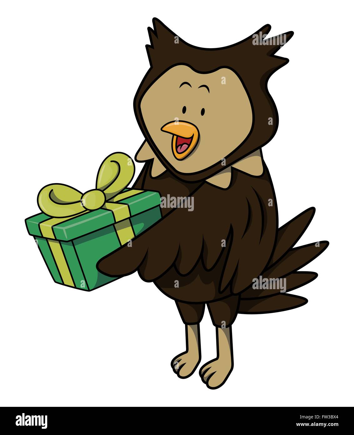 Owl with gift cartoon illustration Stock Vector Image & Art - Alamy