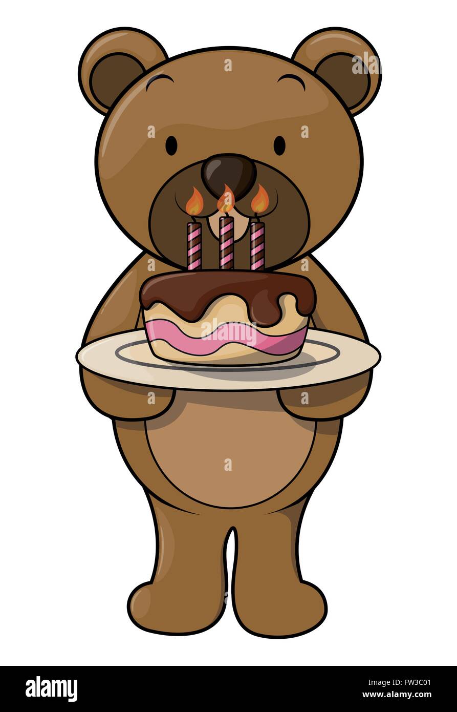Cute bear with birthday cake Stock Vector Image & Art - Alamy