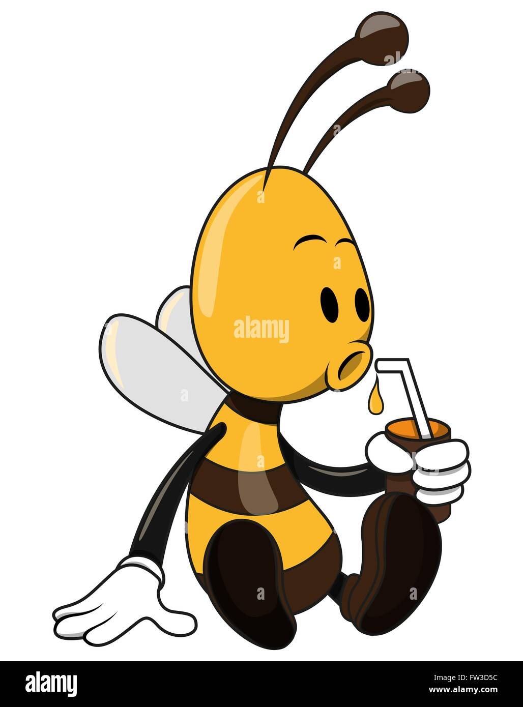 Cute bee drinking honey Stock Vector Image & Art - Alamy