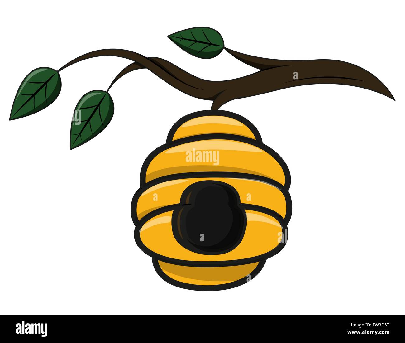 Yellow beehive on twig Stock Vector Image & Art - Alamy