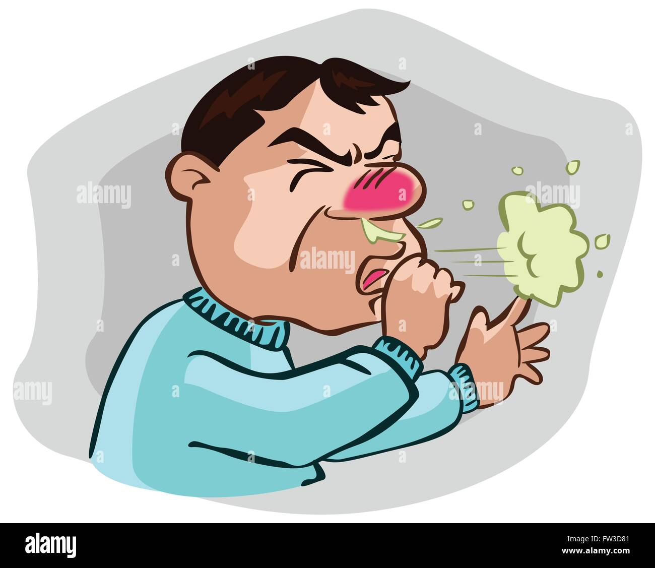 Ill man blowing nose Stock Vector Images - Alamy