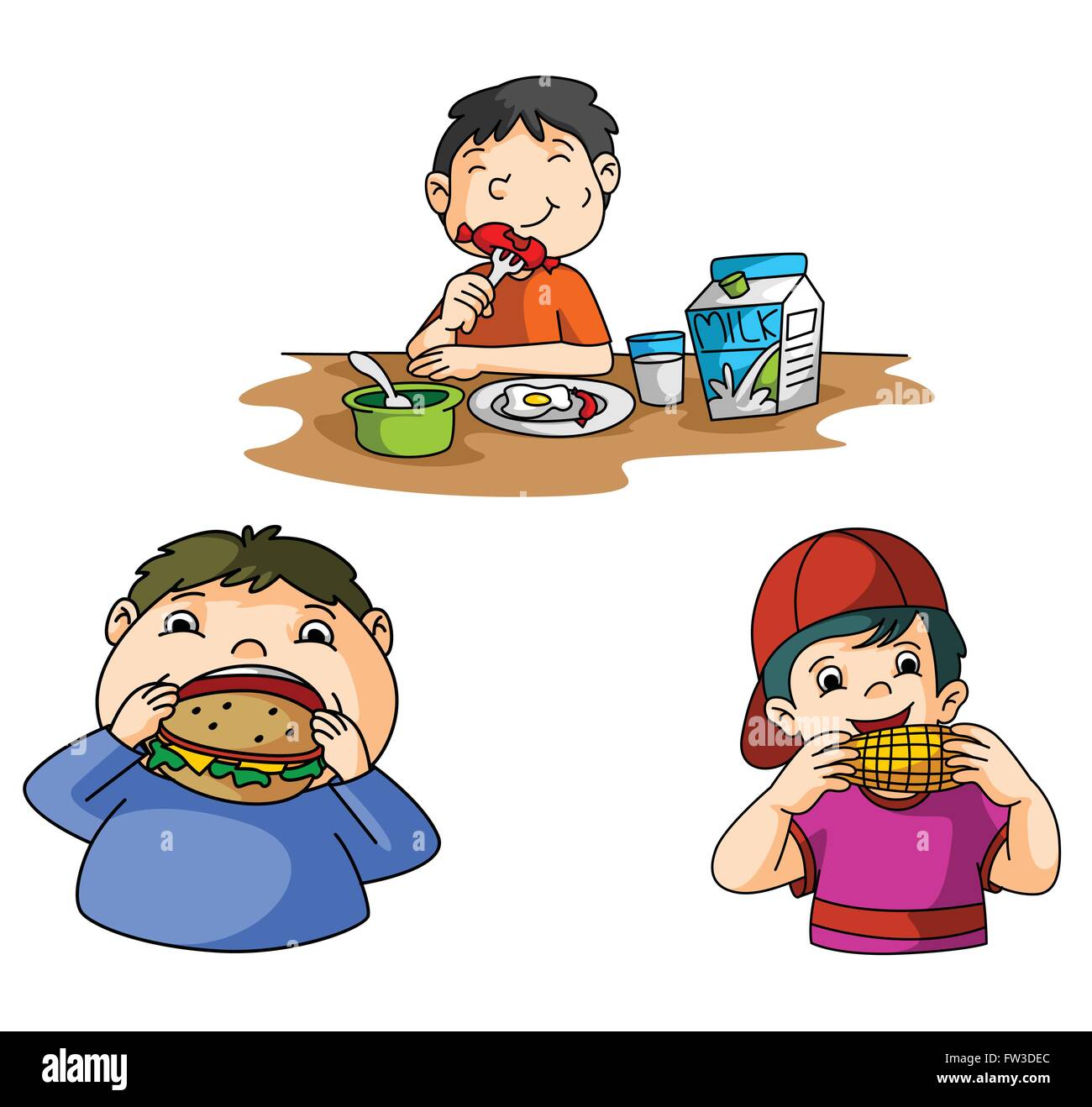 Boys Eat Burger Stock Vector Image & Art - Alamy