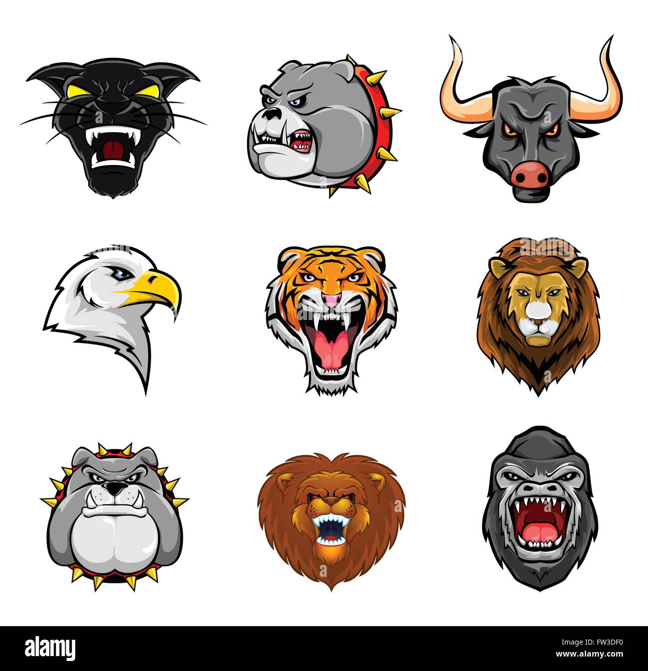 Animal Head Collection : Nine Stock Vector Image & Art - Alamy