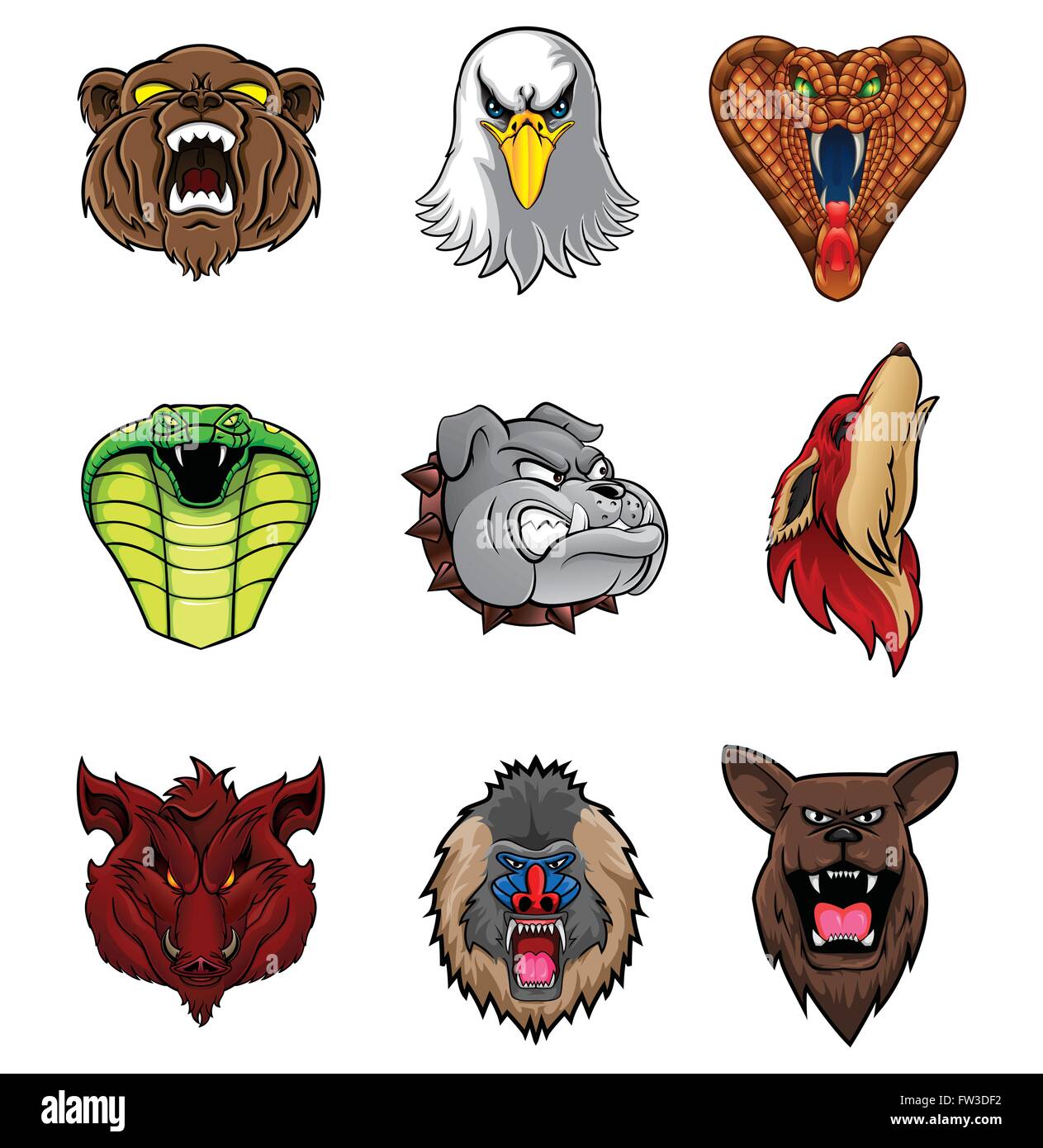 Animal Head Collection : Nine Stock Vector Image & Art - Alamy