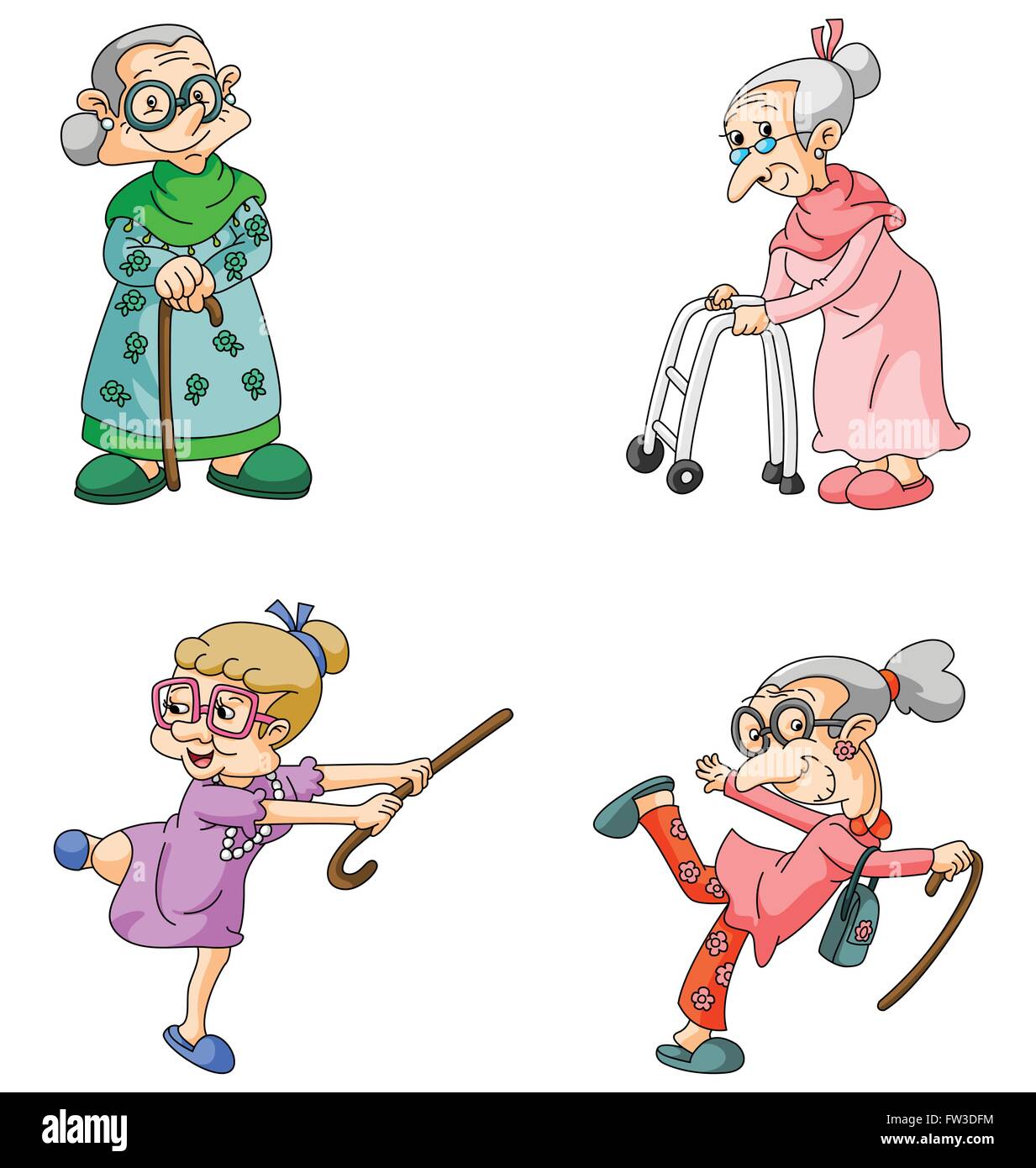 Old lady walking stick Stock Vector Images - Alamy