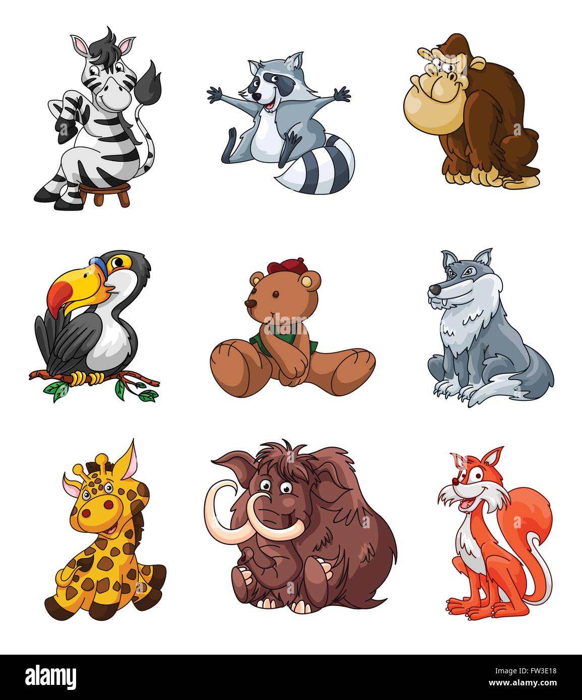 Funny Animal Cartoon Collection Stock Vector Image & Art - Alamy