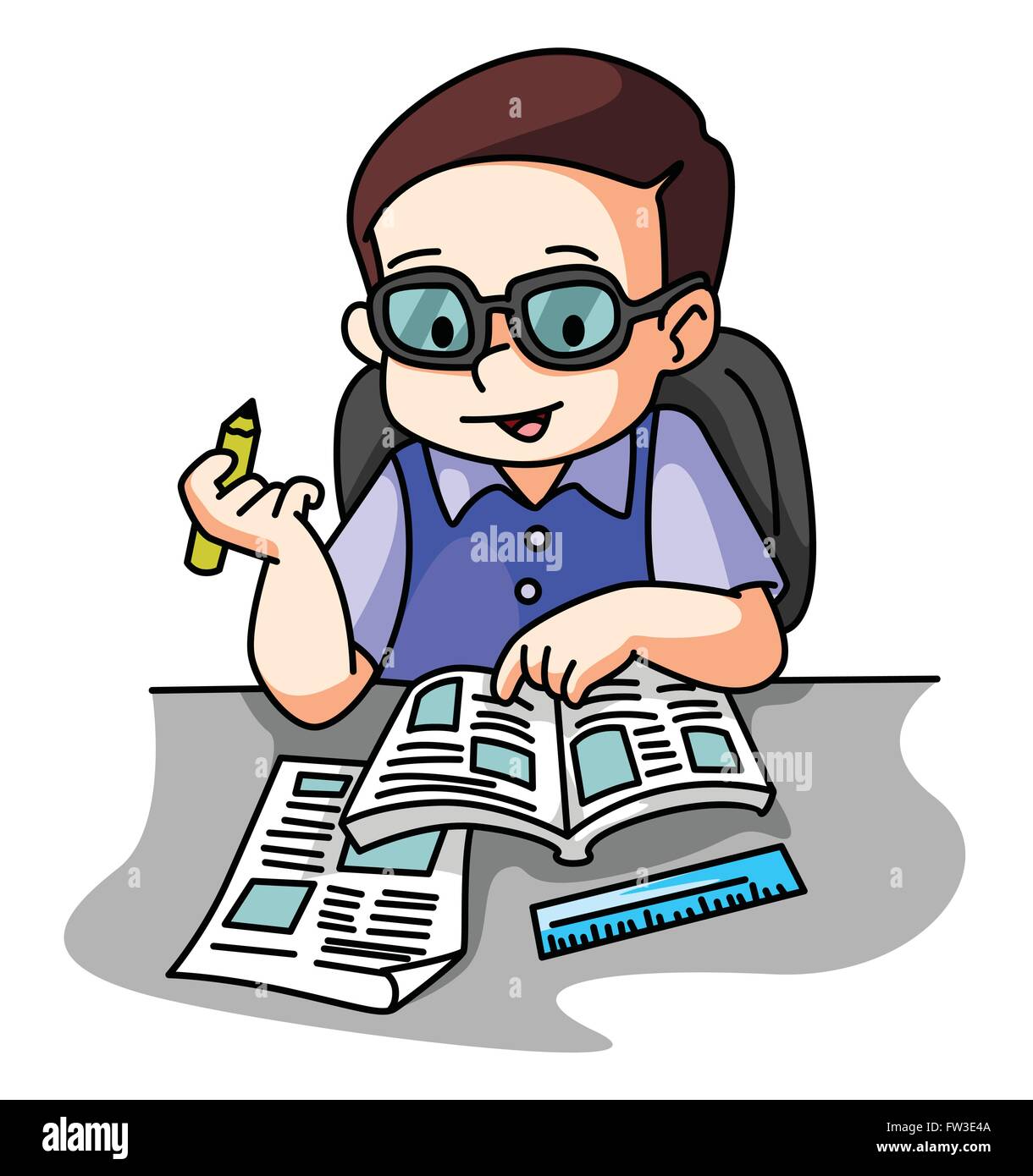 Boy Learning Exercise from School Stock Vector Image & Art - Alamy