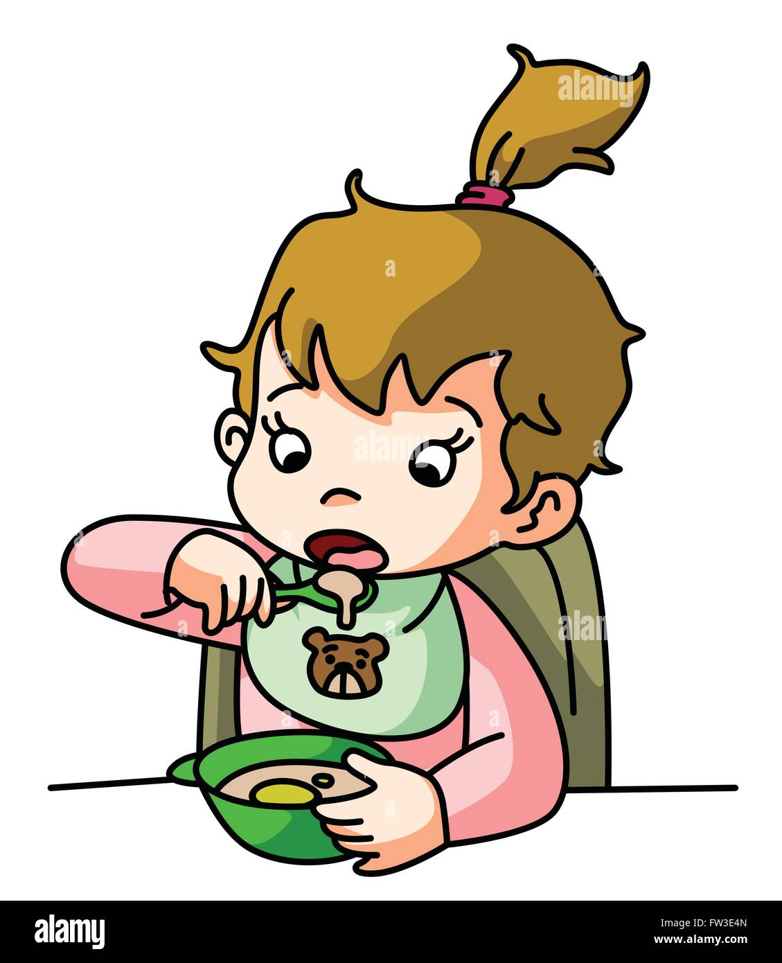 Baby girl eating Stock Vector Image & Art - Alamy