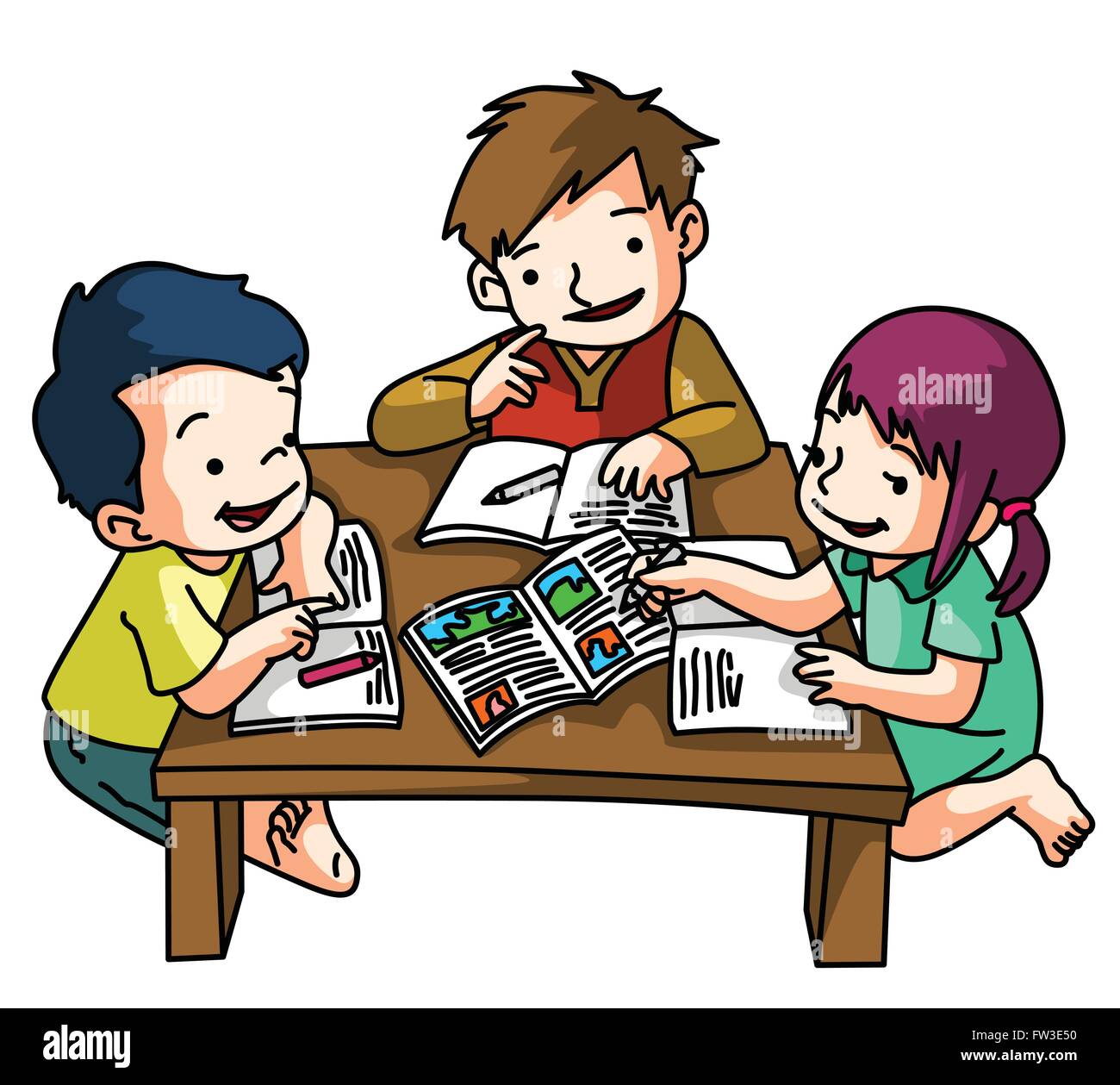 Student studying notes Stock Vector Images - Alamy