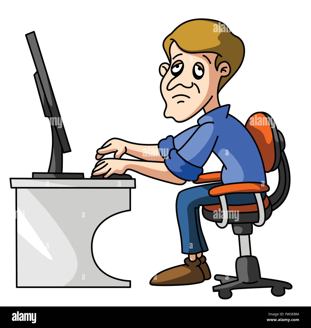 Stressed worker at desk Stock Vector Images - Alamy