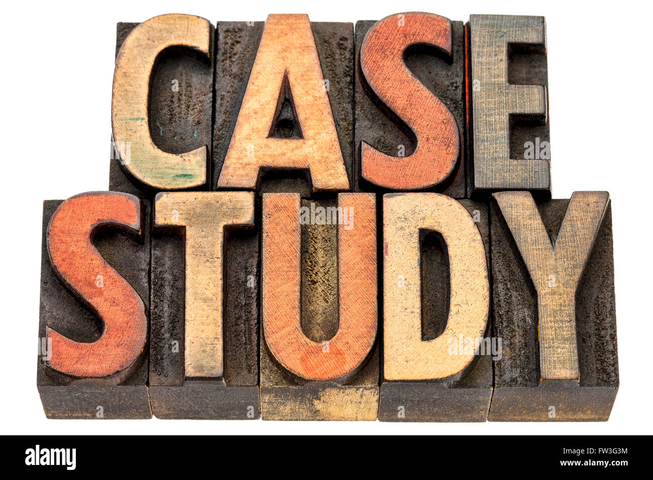 case study, - isolated text in vintage letterpress wood type printing ...
