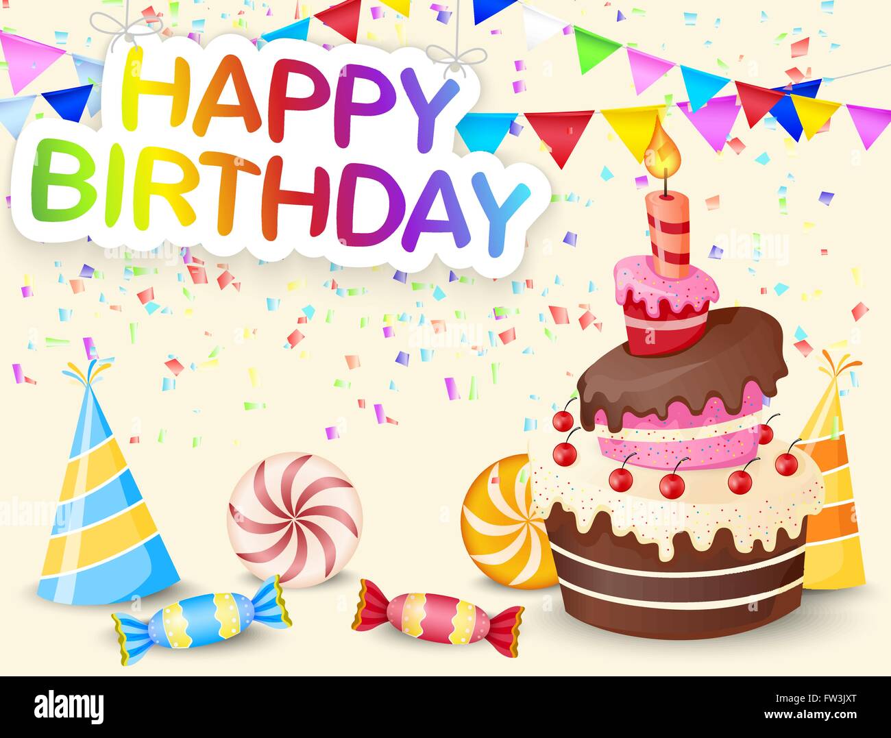 Birthday background with birthday cake Stock Vector Image & Art - Alamy