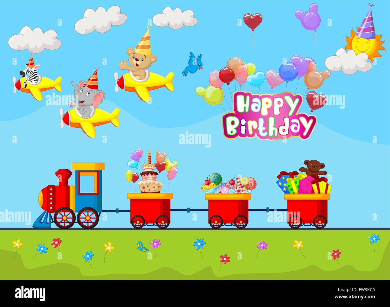 Birthday train locomotive Stock Vector Images - Alamy