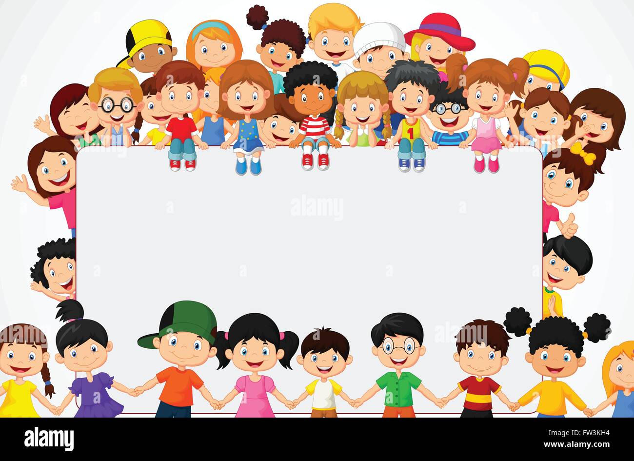 Crowd children with blank sign Stock Vector Image & Art - Alamy