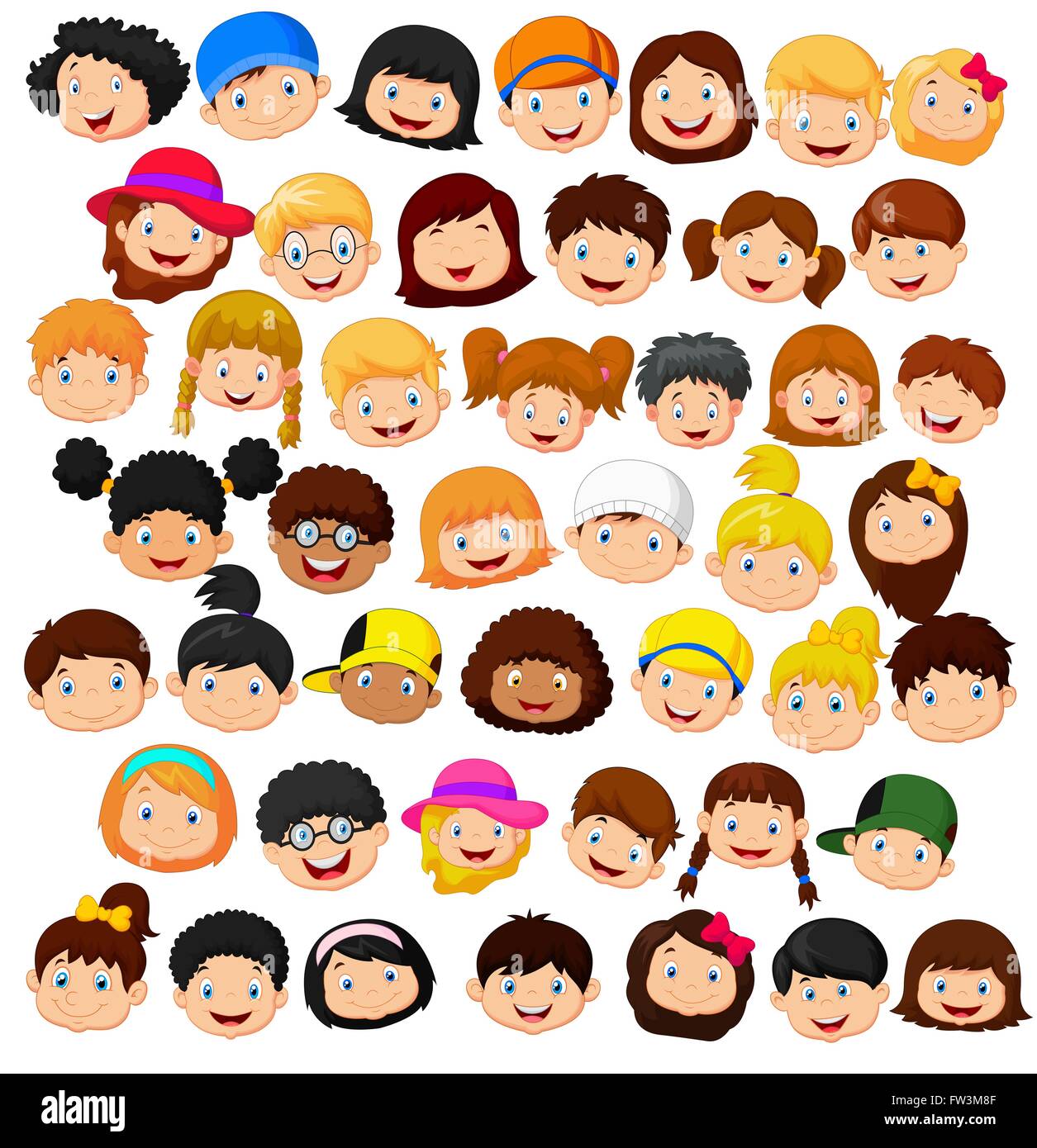 Set of cartoon children head Stock Vector Image & Art - Alamy