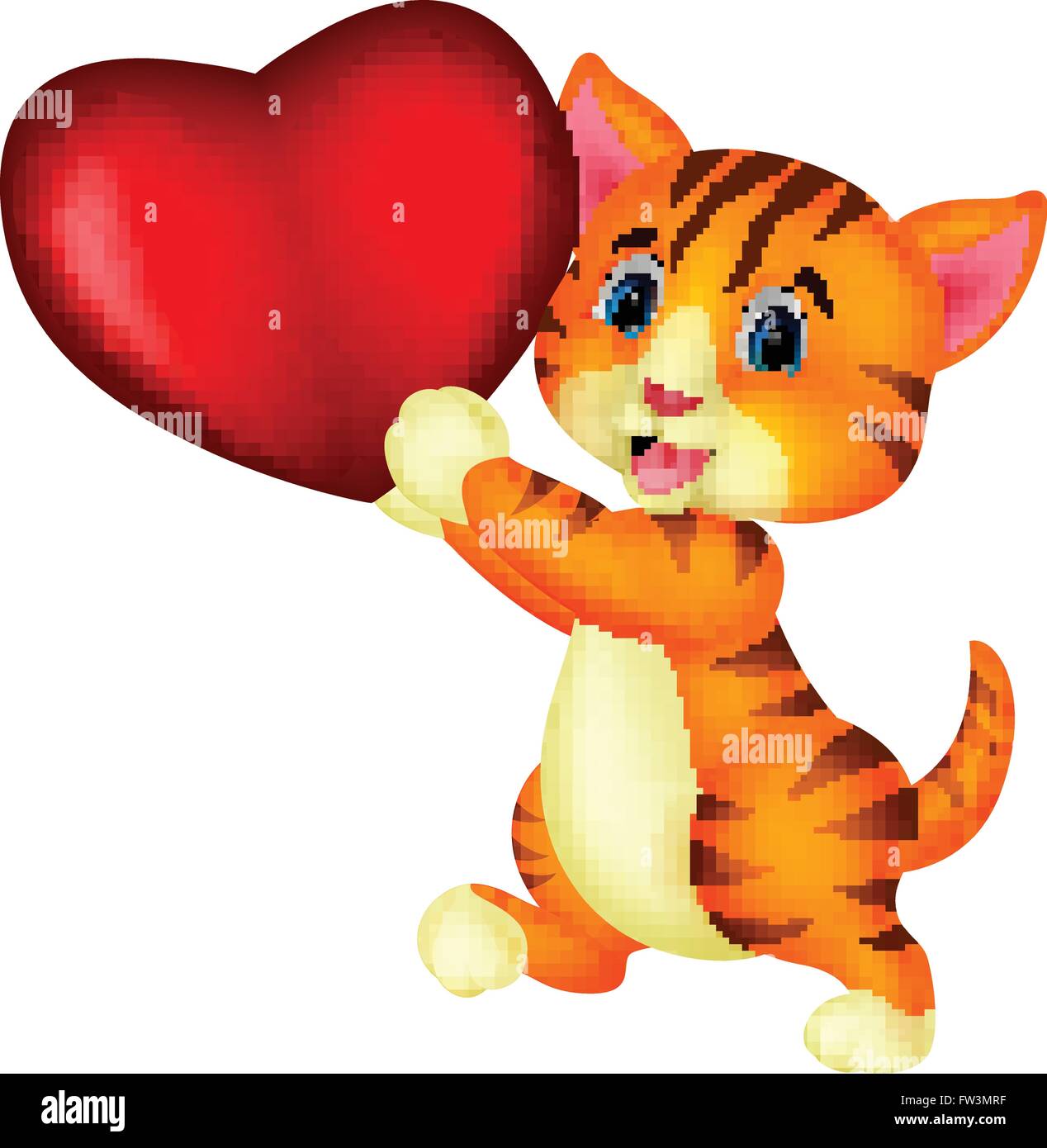 Cartoon cat with heart love Stock Vector Image & Art - Alamy