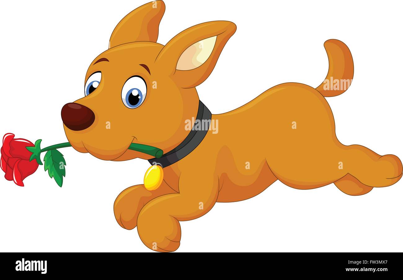 Dog with red rose Stock Vector Images - Alamy