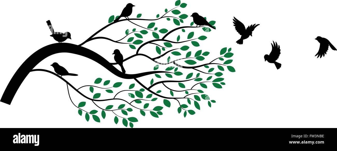 Illustration of tree and bird silhouette Stock Vector Image & Art - Alamy