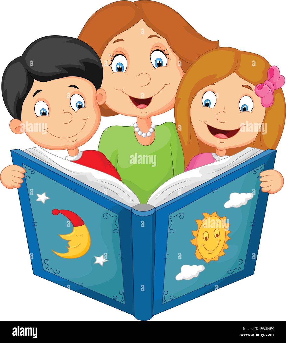 Happy mother reading book Stock Vector Images - Alamy