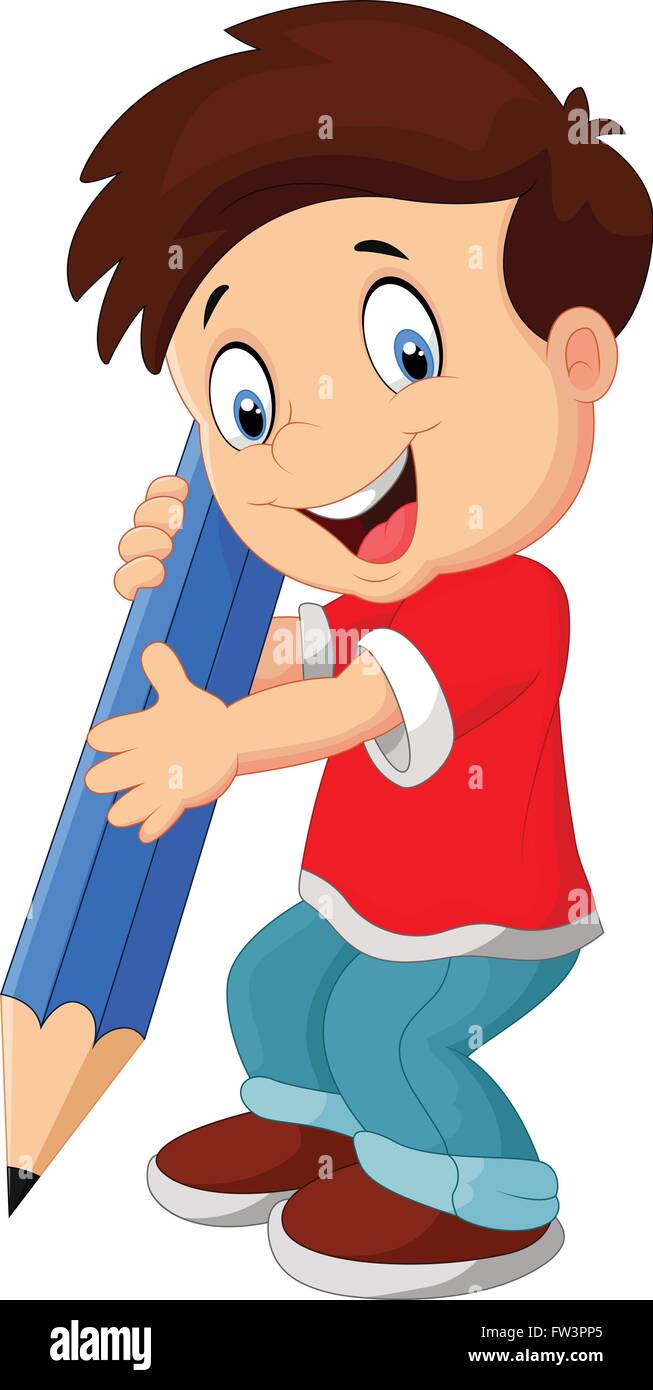 Boy with pencil illustration hi-res stock photography and images - Alamy