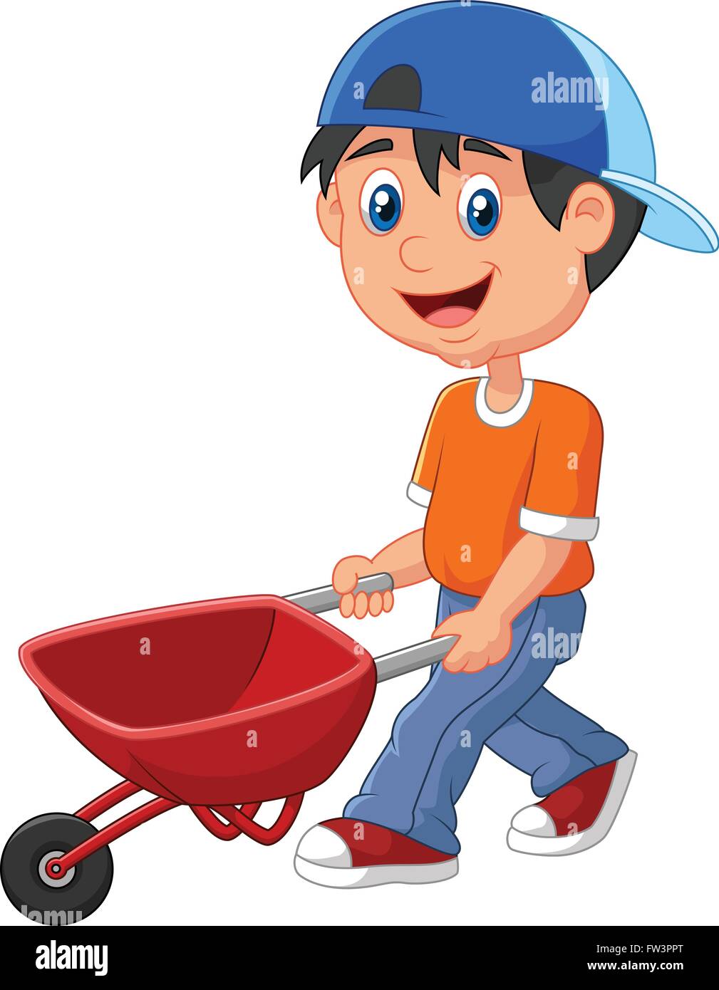 Boy Pushing Boy Into A Wishing Well Animated