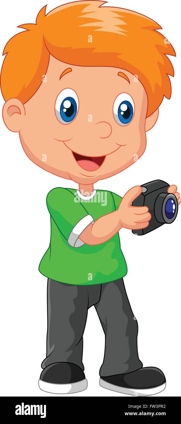Cheerful cartoon boy camera Stock Vector Images - Alamy