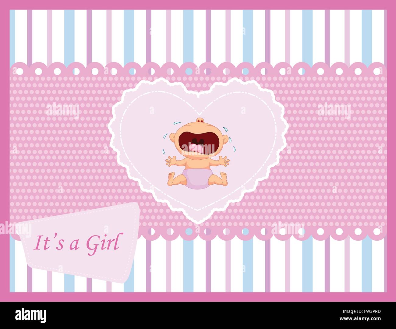 Cartoon baby girl crying card High Resolution Stock Photography and ...