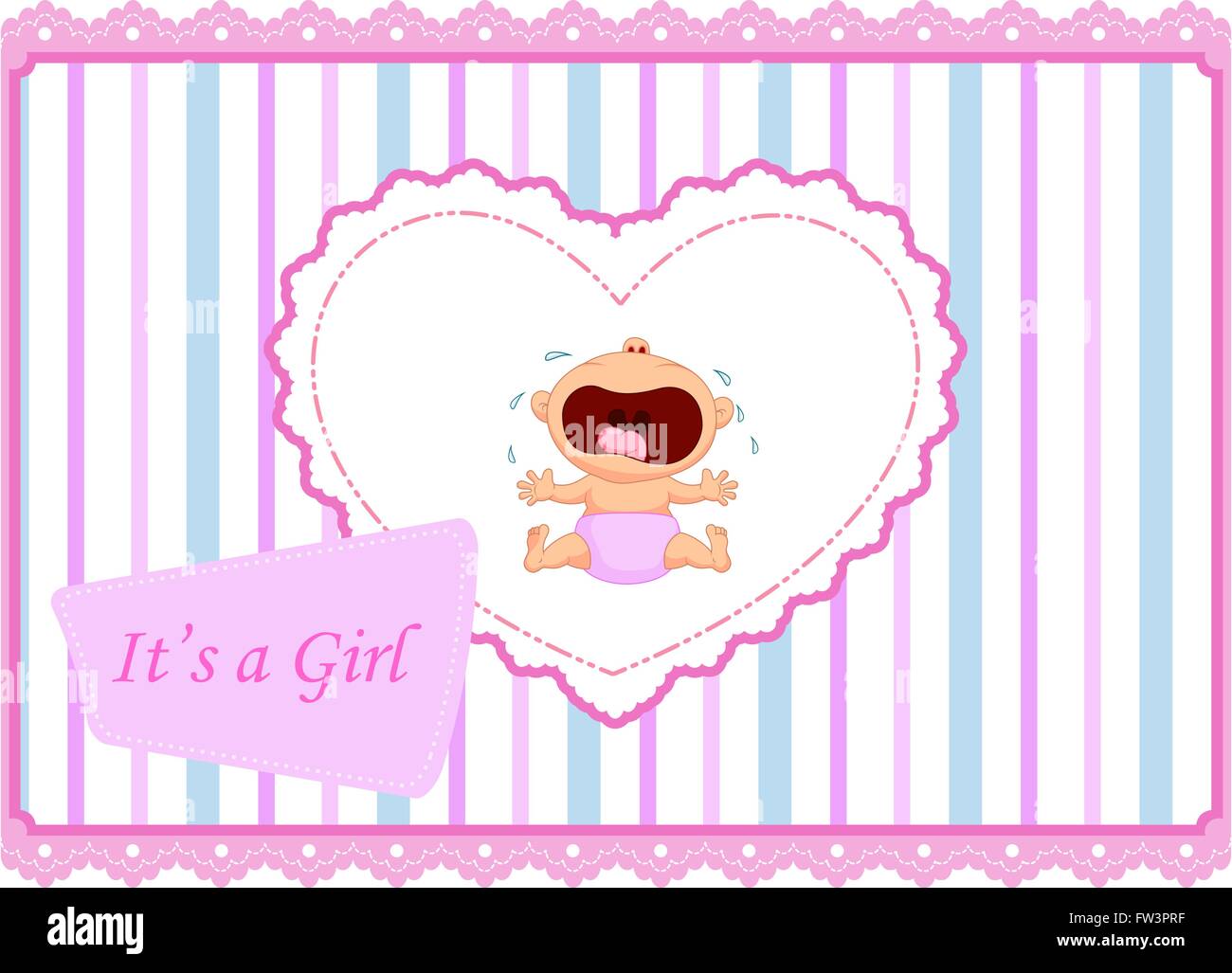 Cartoon baby girl crying card Stock Vector Image & Art - Alamy