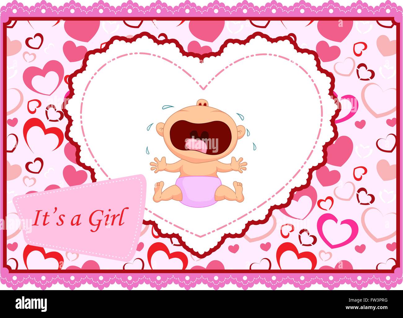 Cartoon baby girl crying card High Resolution Stock Photography and ...