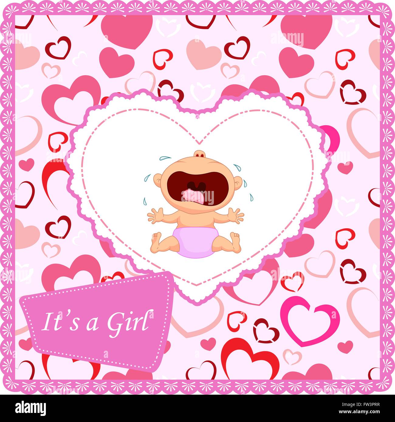 Cartoon baby girl crying card Stock Vector Image & Art - Alamy