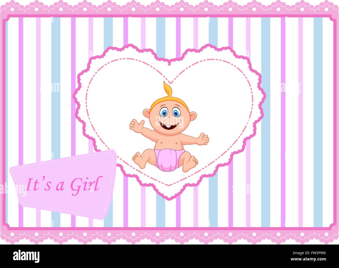 Cute cartoon baby girl card Stock Vector Image & Art - Alamy