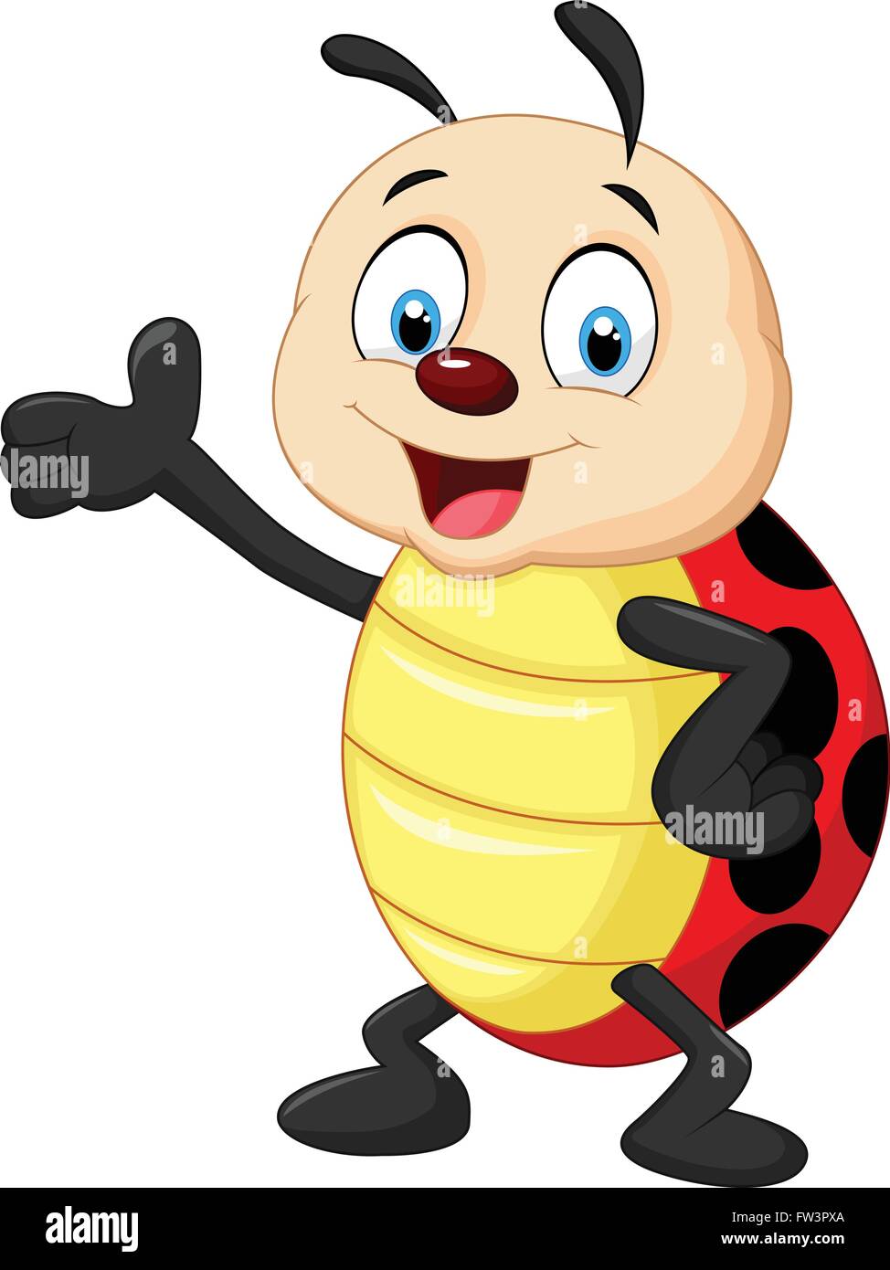 Happy cartoon ladybug waving hand Stock Vector Image & Art - Alamy