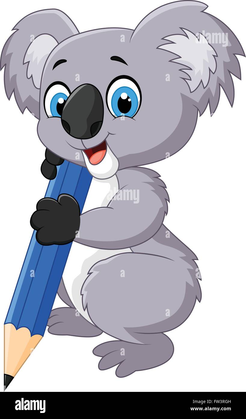 Cartoon koala holding pencil Stock Vector Image & Art - Alamy