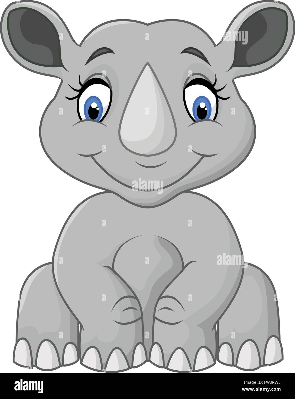 Cartoon cute rhino sitting Stock Vector Image & Art - Alamy