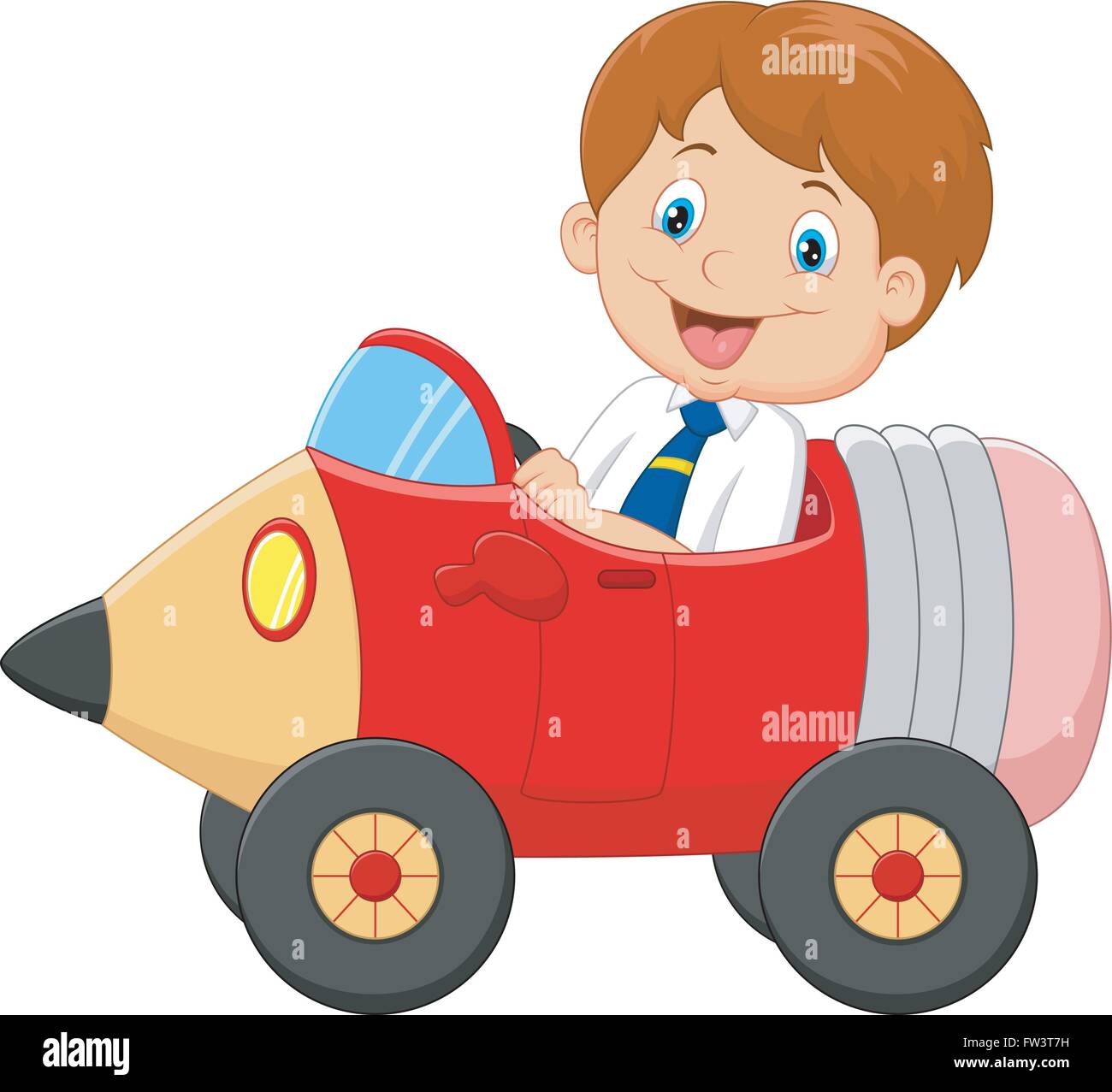 Cartoon boy driving a pencil car Stock Vector Image & Art - Alamy