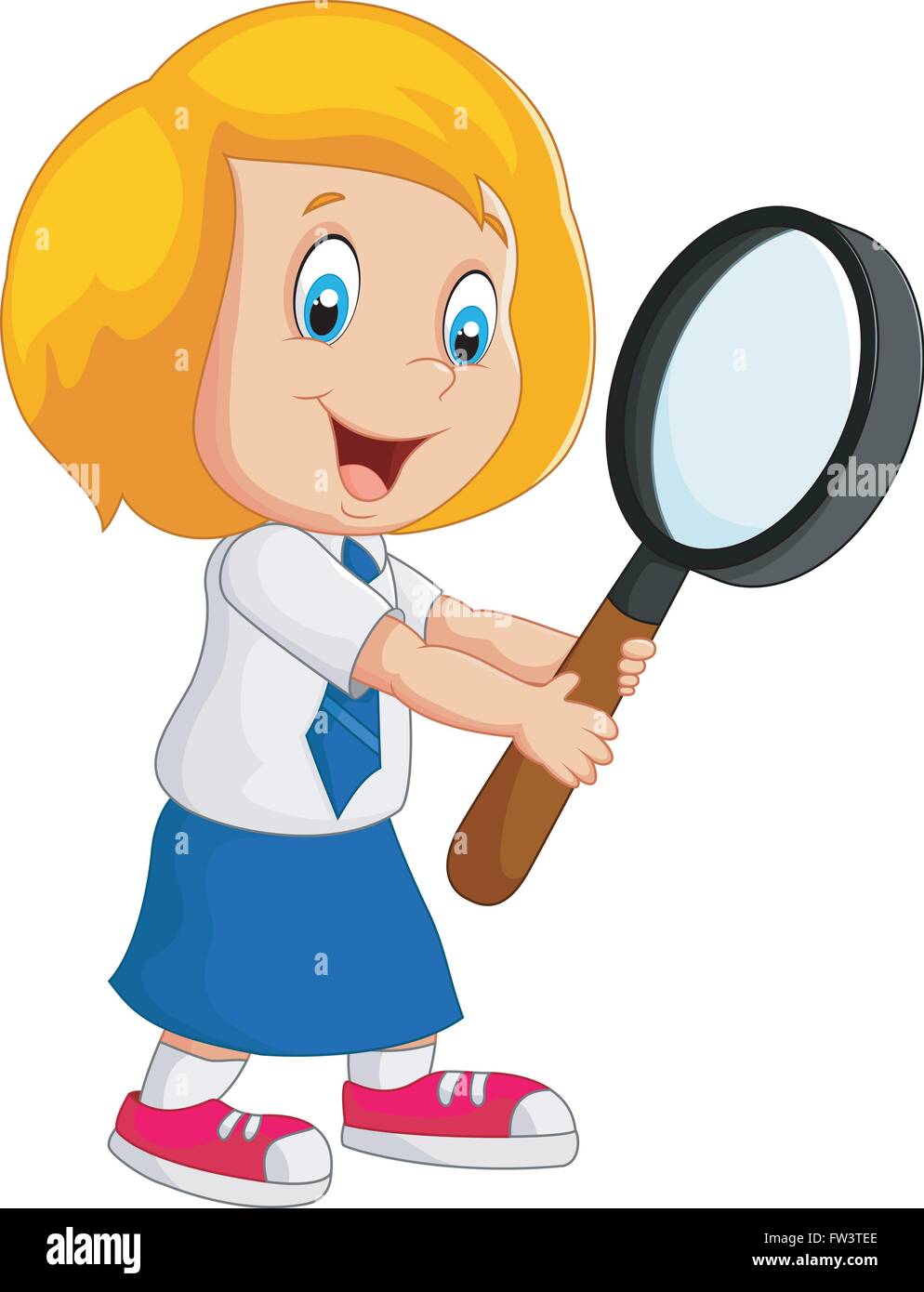 Cartoon girl holding magnifer Stock Vector Image & Art - Alamy