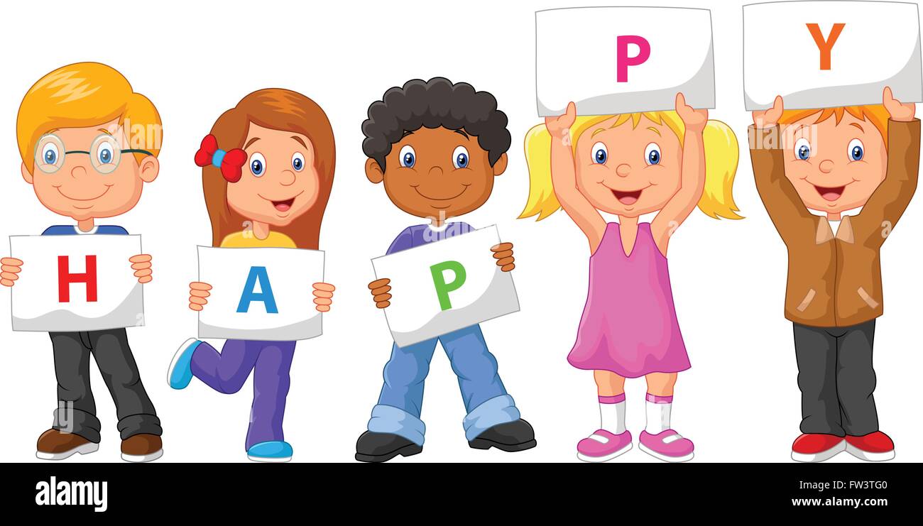 Cartoon kids with blank sign Stock Vector Image & Art - Alamy