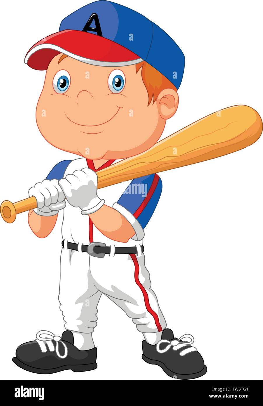 Cartoon illustration boy playing baseball hi-res stock photography and ...