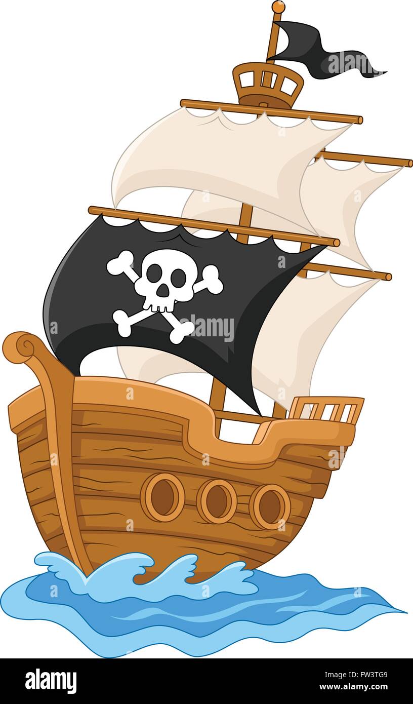 Pirate ship illustration Stock Vector Image & Art - Alamy