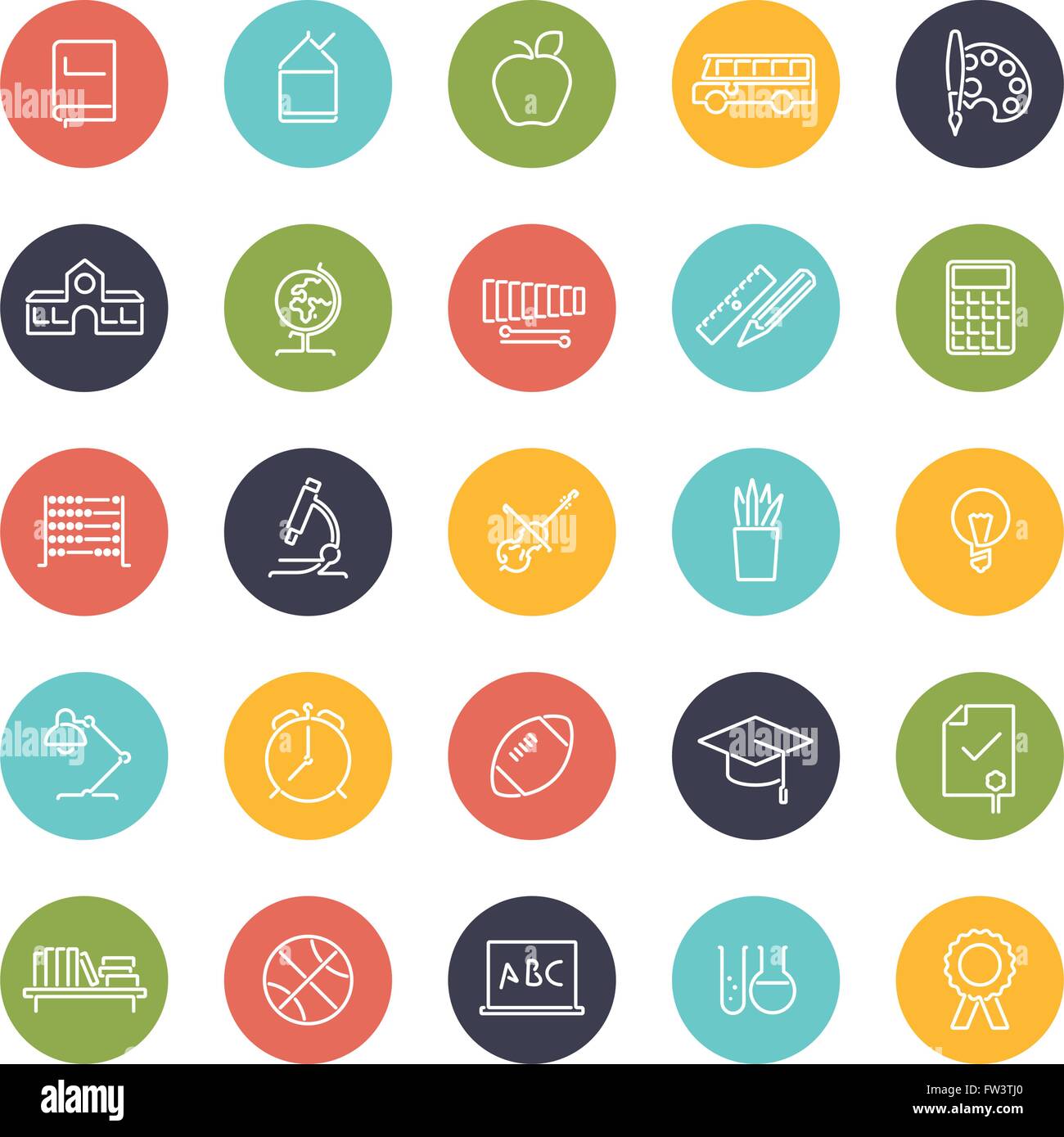 School bus circle icon hi-res stock photography and images - Alamy