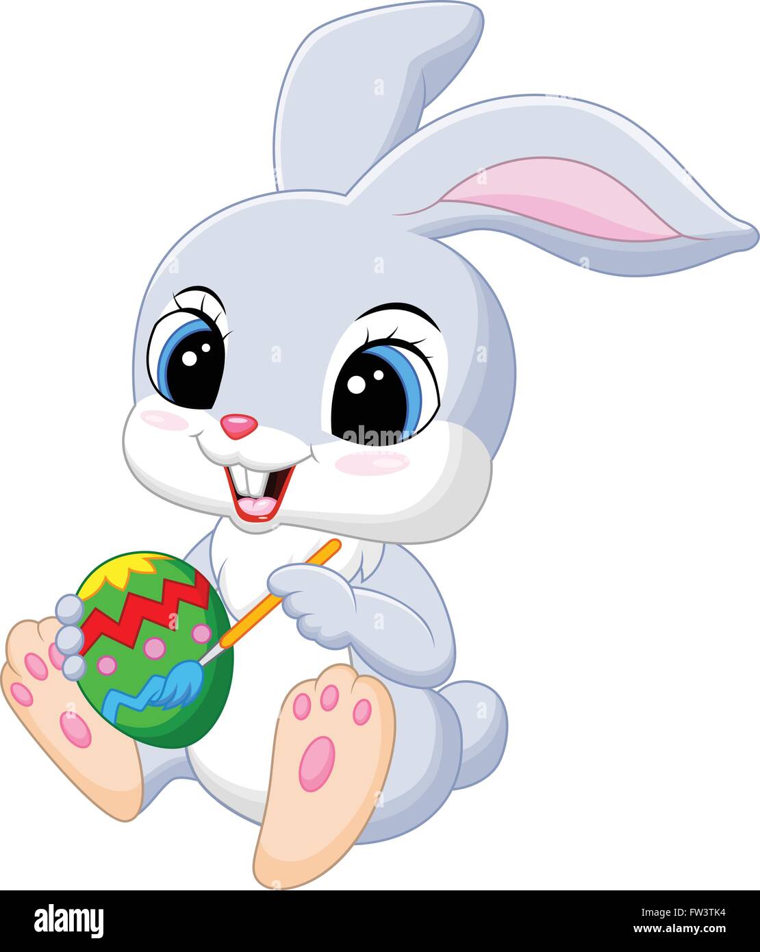 Cute Easter Bunny painting an egg Stock Vector Image & Art - Alamy