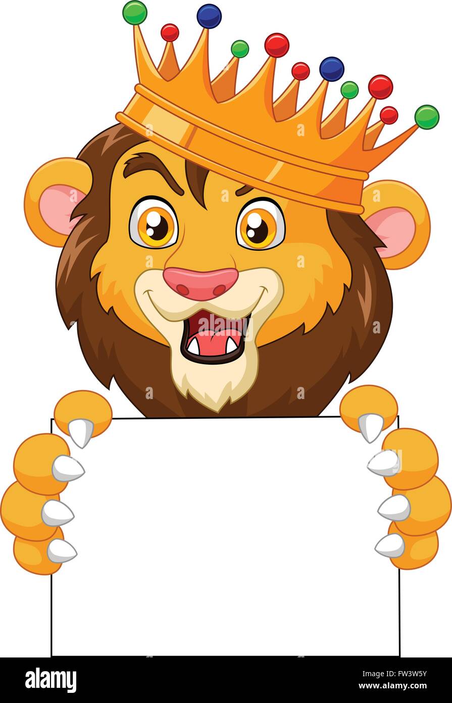 Cartoon king lion holding blank sign Stock Vector Image & Art - Alamy