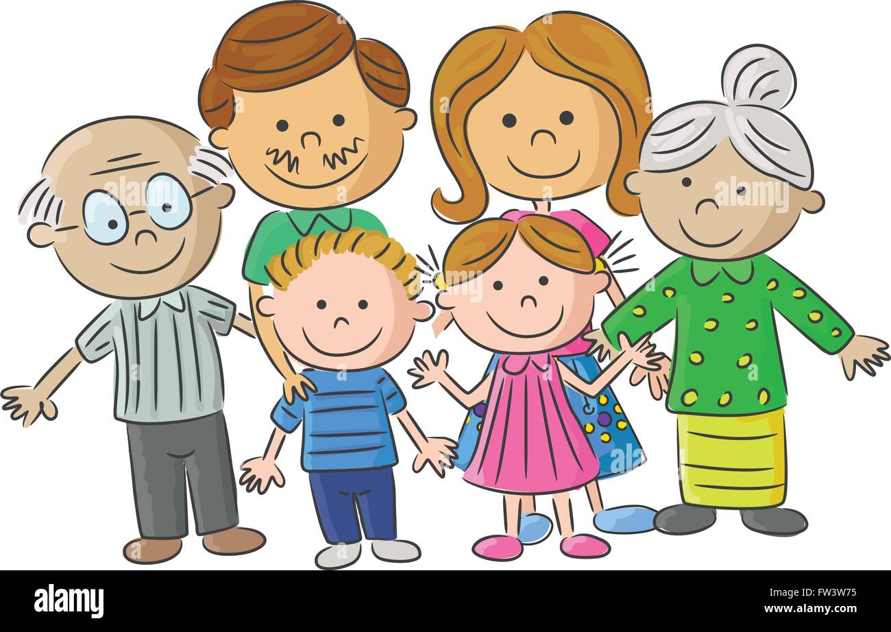 Complete family care illustration of parents with children Stock Vector ...