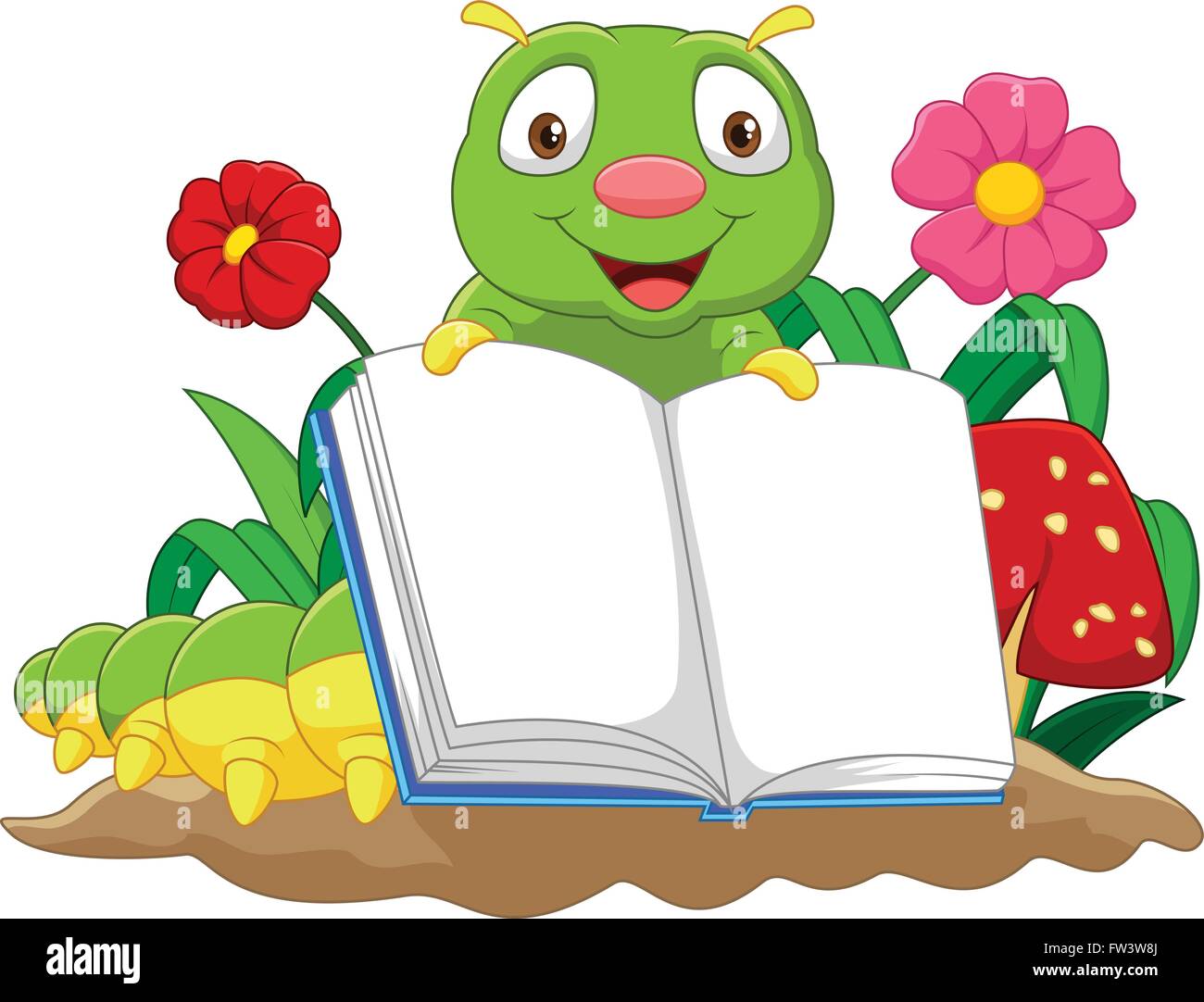 Cartoon cute caterpillar holding book Stock Vector Image & Art - Alamy