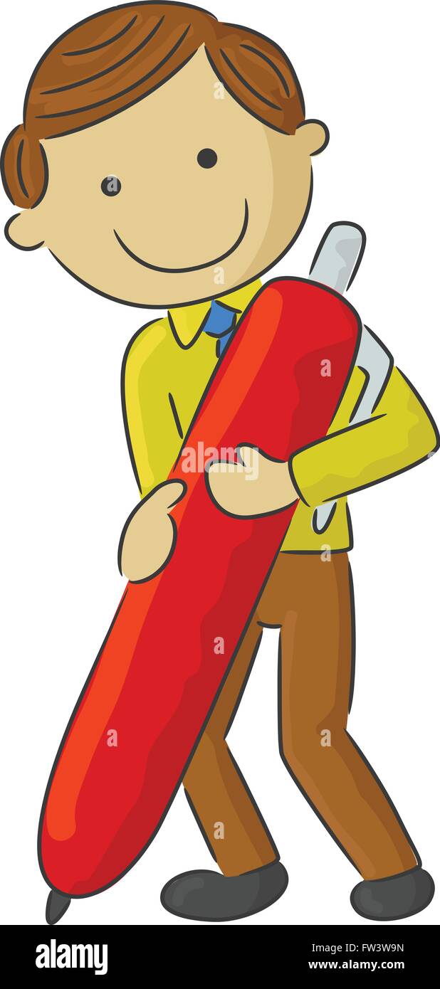 Cartoon character pencil hand standing Stock Vector Images - Alamy