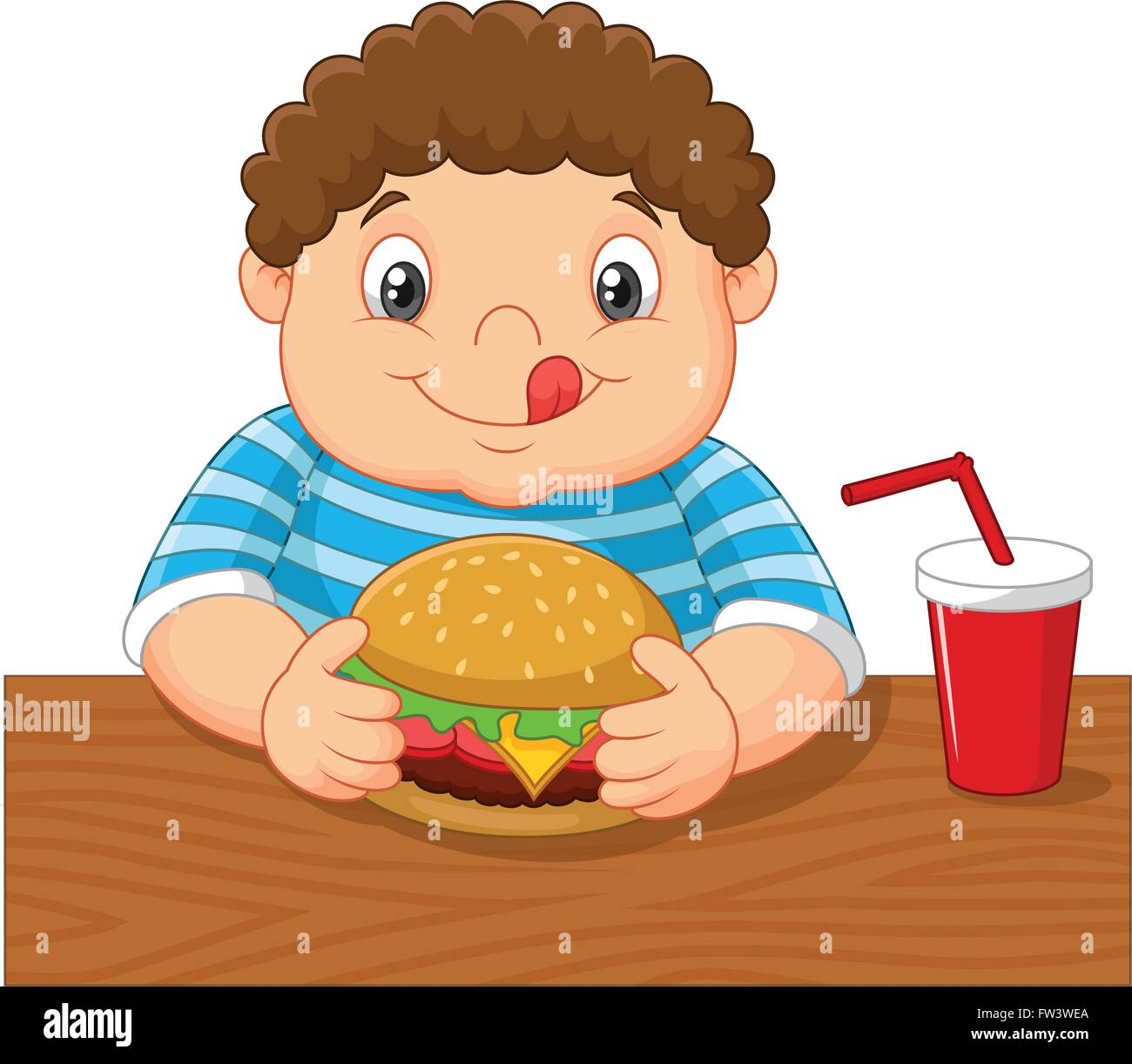 Cartoon little boy holding hamburger Stock Vector Image & Art - Alamy