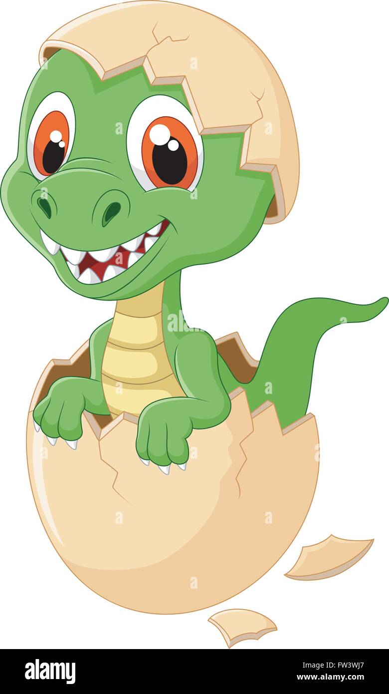 Cute dinosaur cartoon hatching Stock Vector Image & Art - Alamy