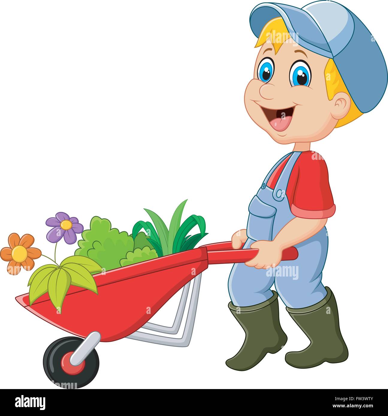Cartoon men holding wheelbarrow Stock Vector Image & Art - Alamy