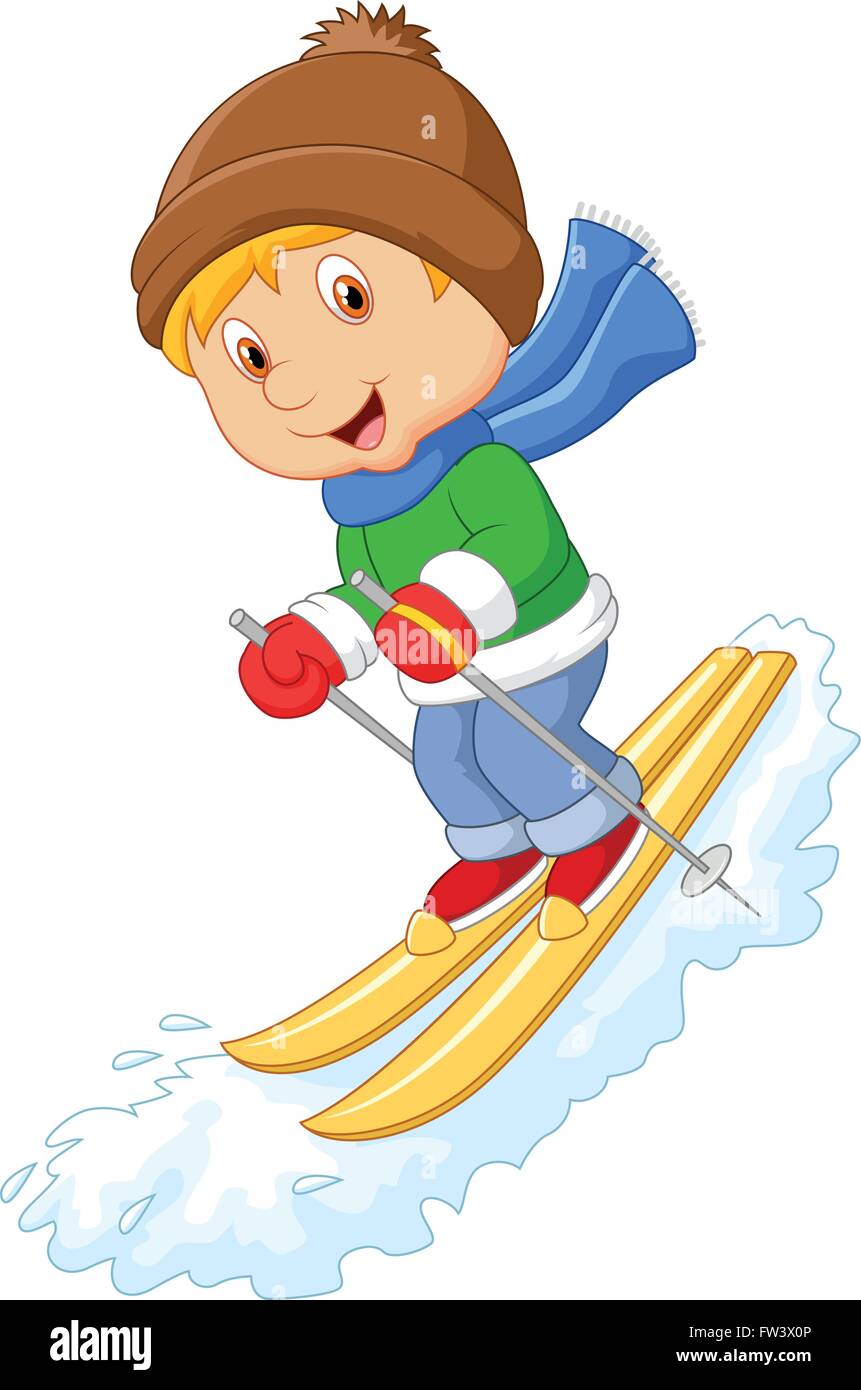 Cartoon alpine skier races extreme hill Stock Vector Image & Art - Alamy