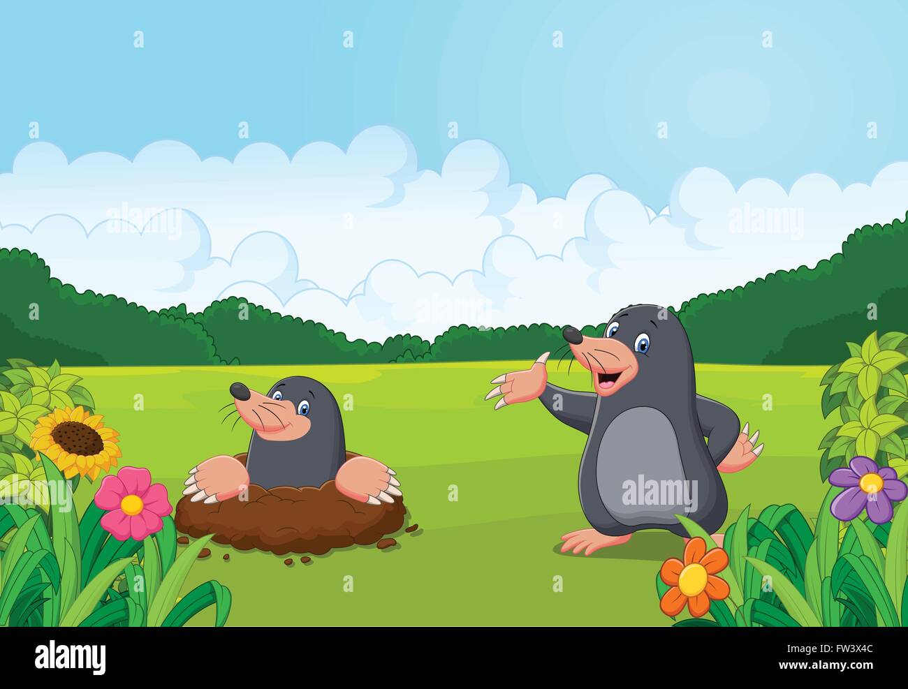 Cartoon happy mole in the forest Stock Vector Image & Art - Alamy